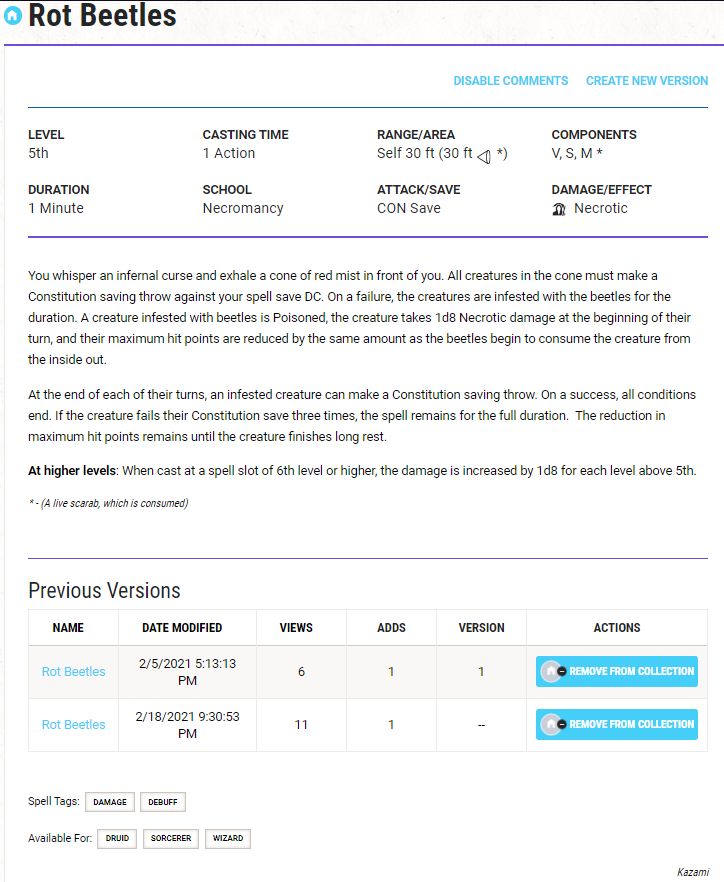 Rot Beetles: A particularly nasty spell for your unkind characters | Scrolller