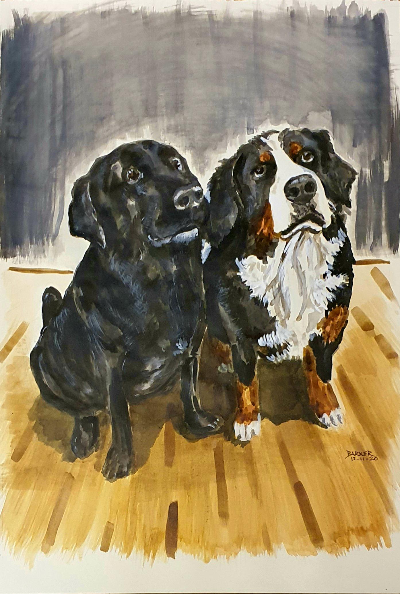 'Sam & Willow' commissioned portrait, inks | Scrolller