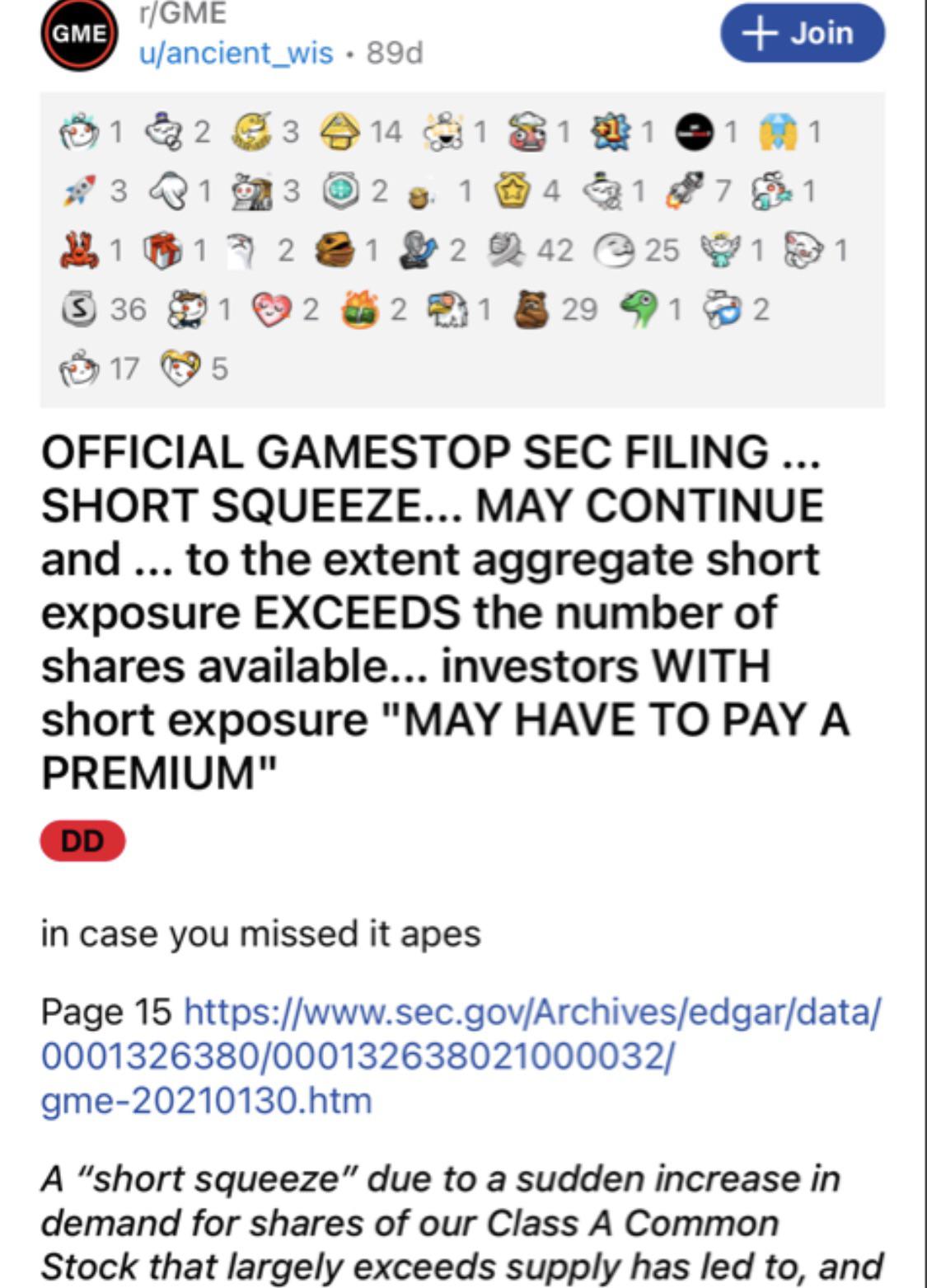 Same short squeeze risk sec filed Before gme exploded | Scrolller