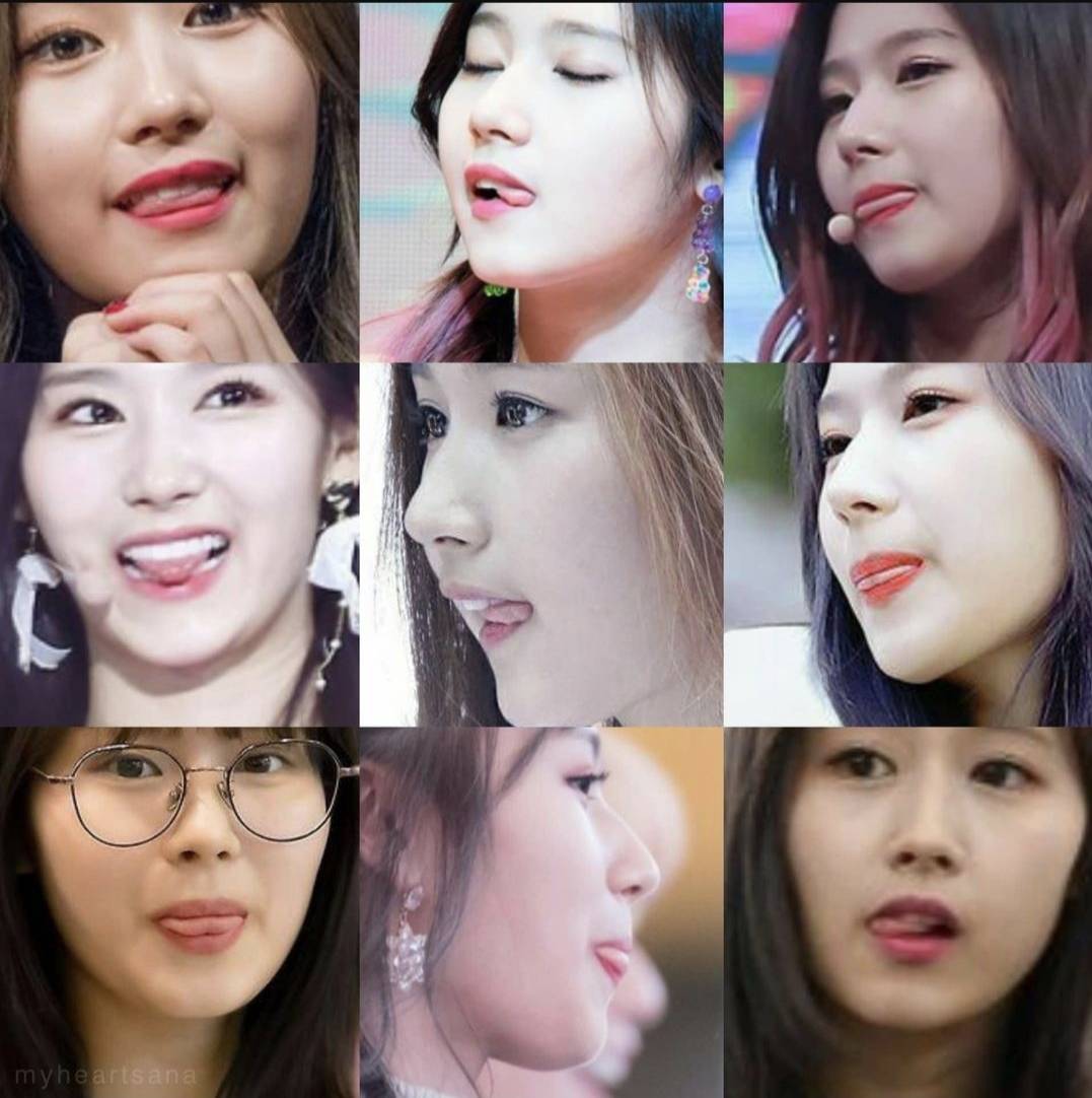 Sana - lip lick photo collage | Scrolller
