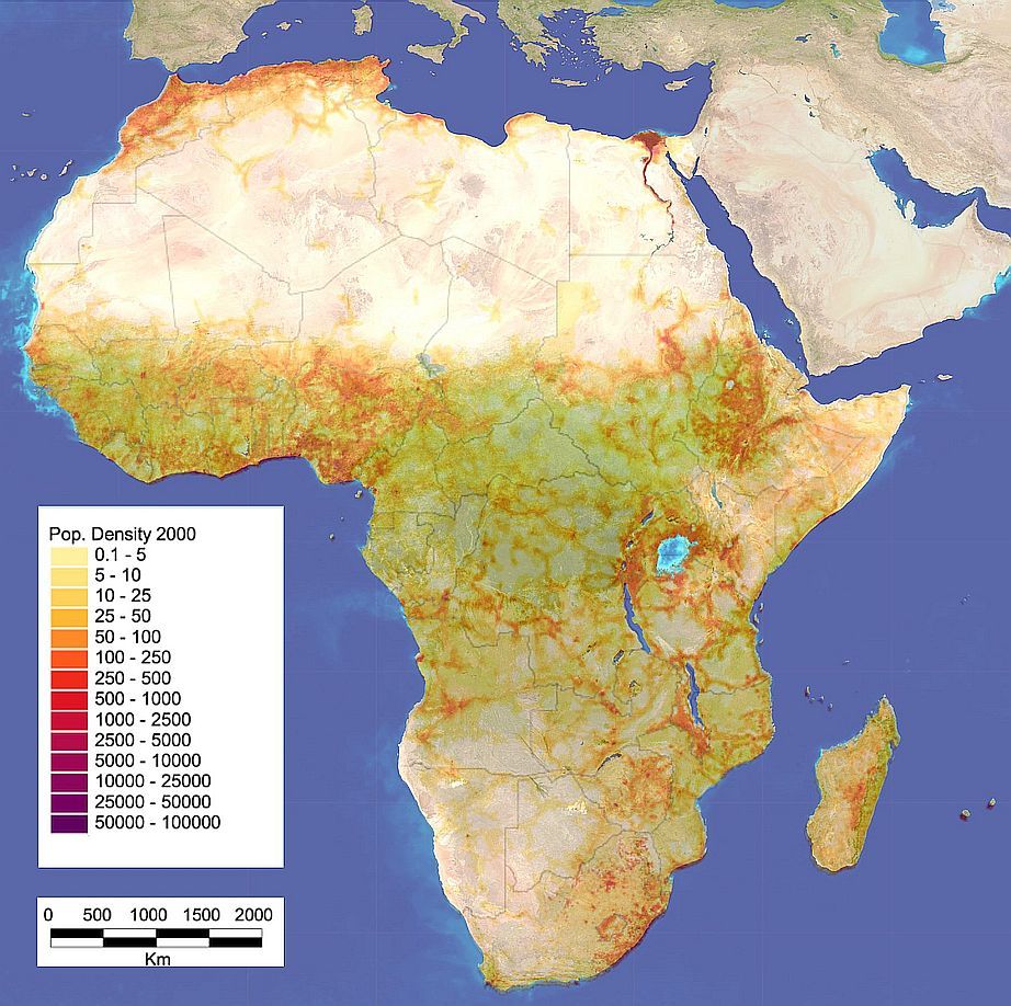 Satellite image of Africa and population density [922 × 918] | Scrolller