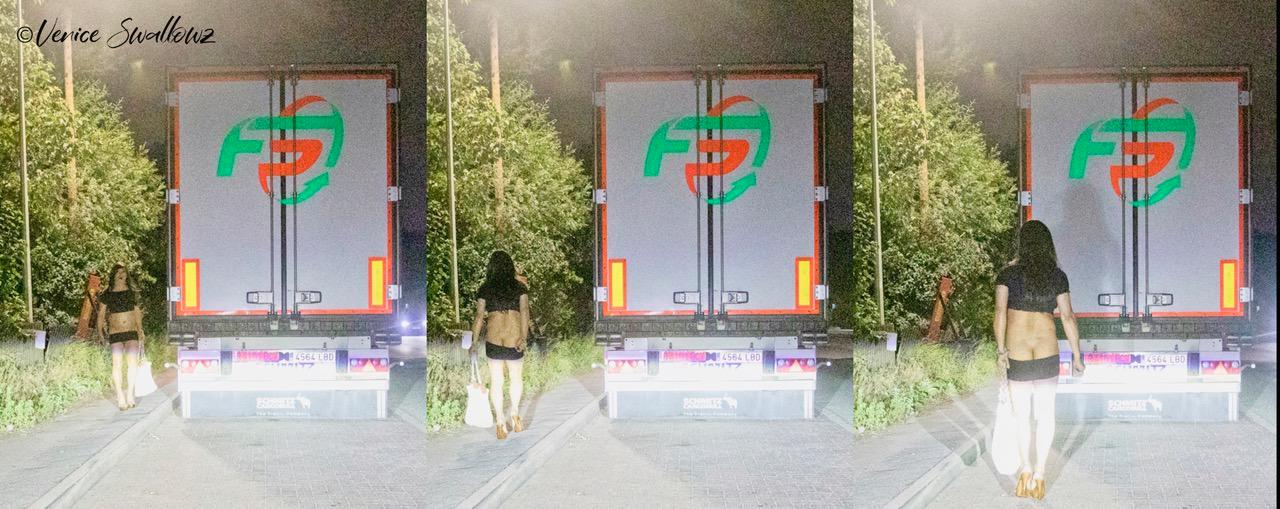 Shameless sissy Venice Mincing in lorry parks serving white lorry drivers | Scrolller