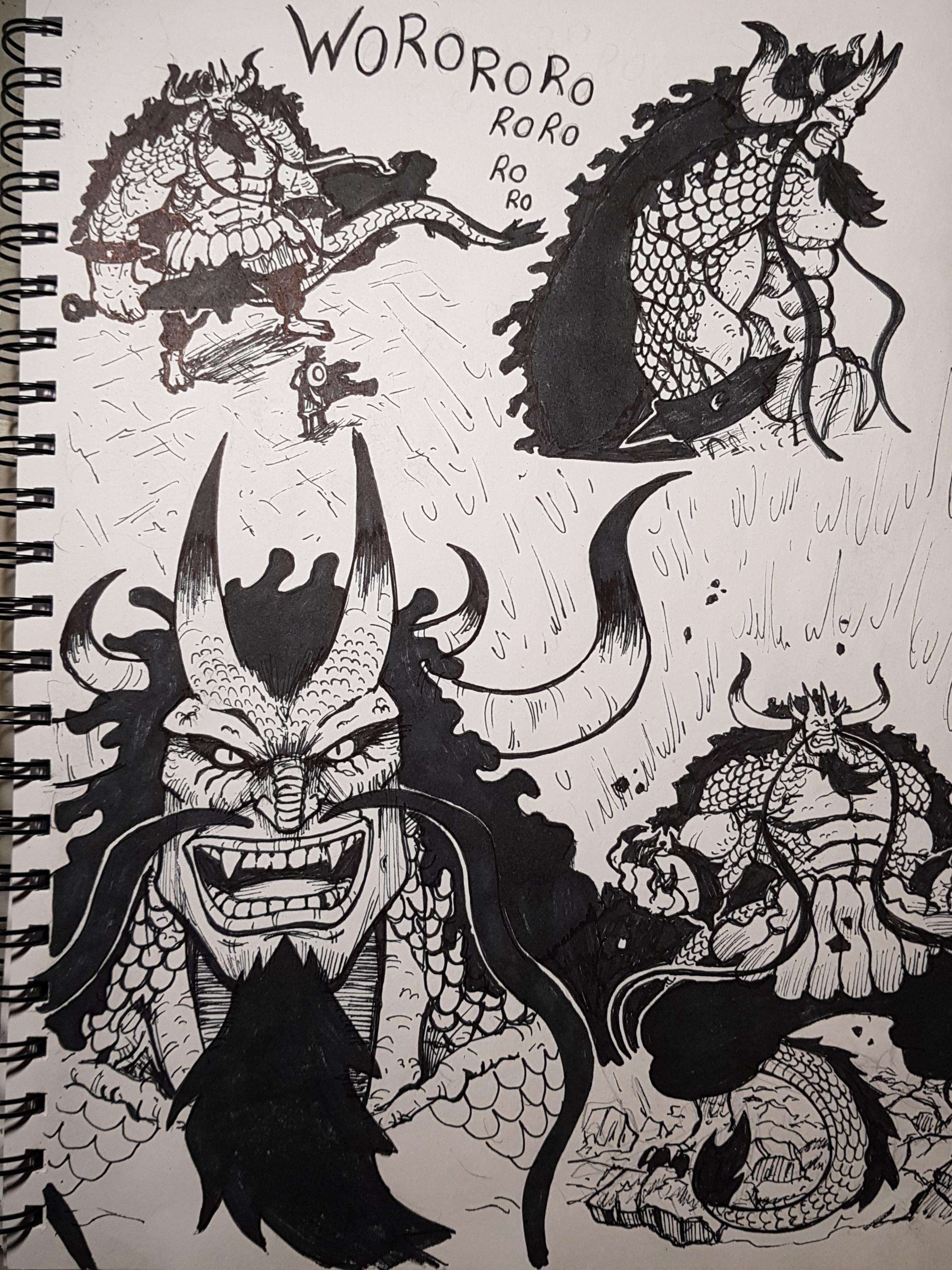 Sharpie sketches of Kaido's fancy new look. | Scrolller