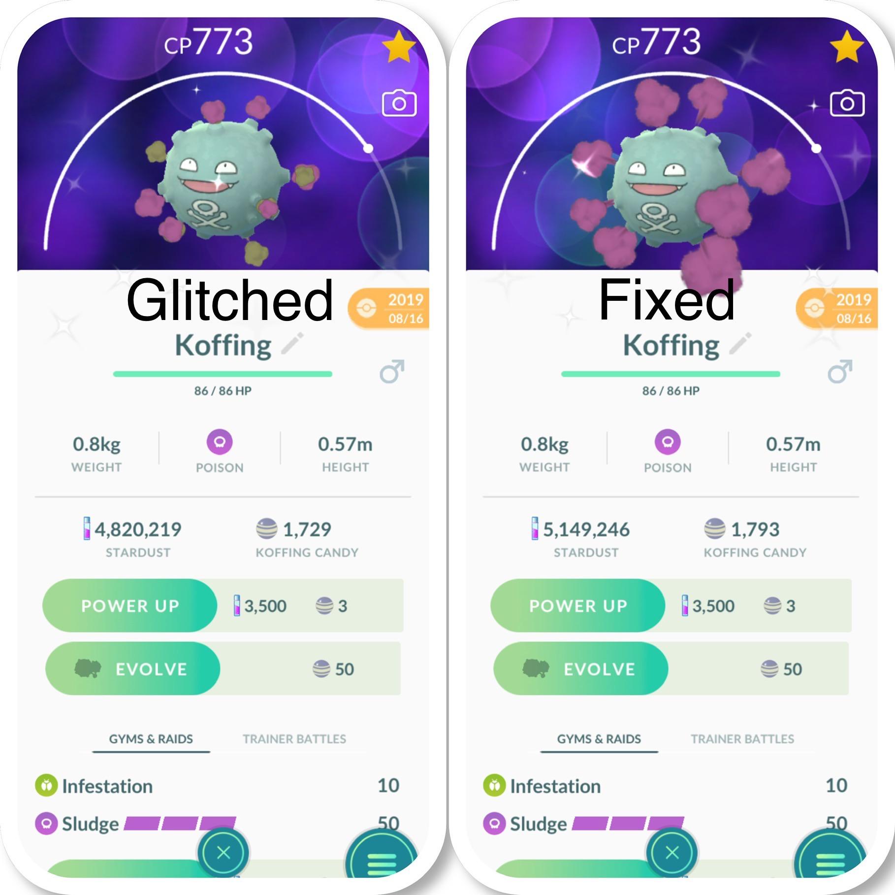 Shiny Koffing’s Gas Emission has finally been fixed. | Scrolller
