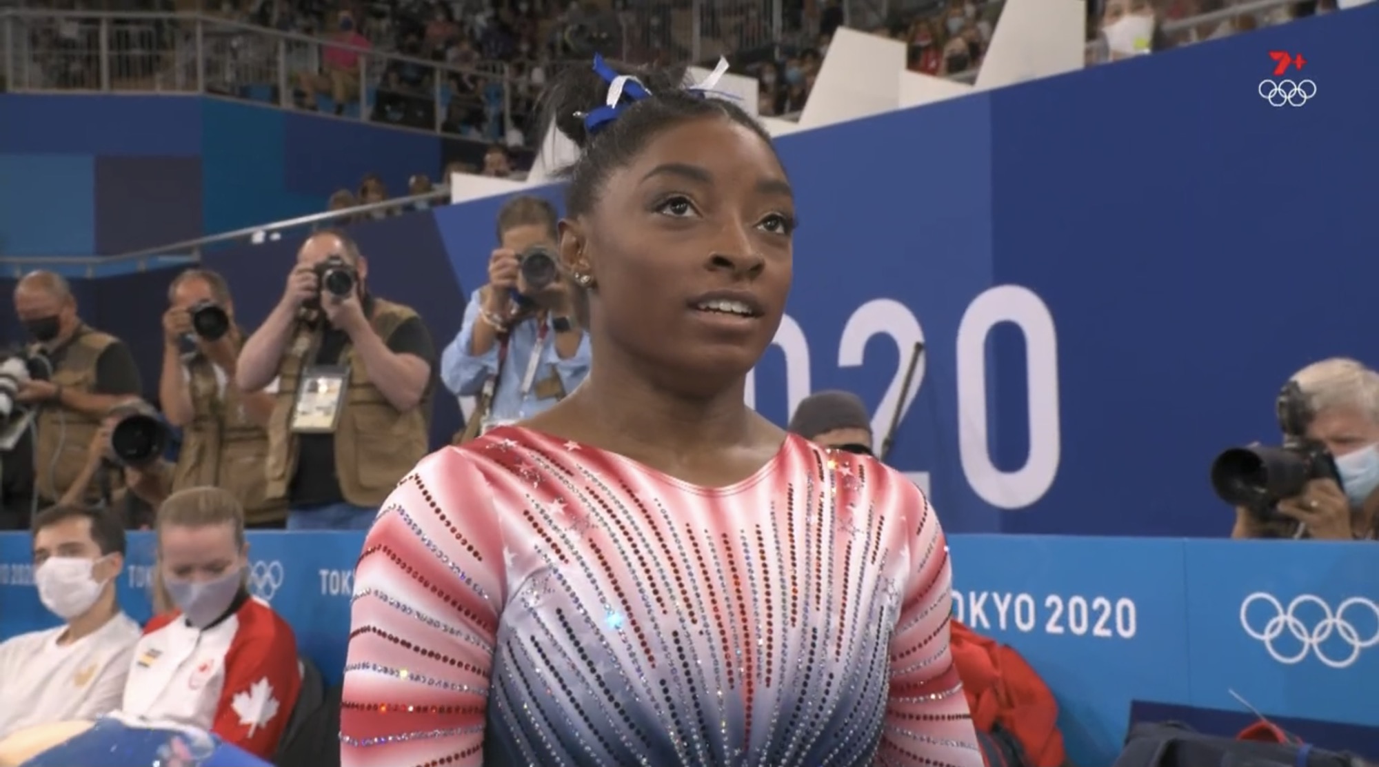 Simone Biles from USA wins bronze in the balance beam with a score of ...