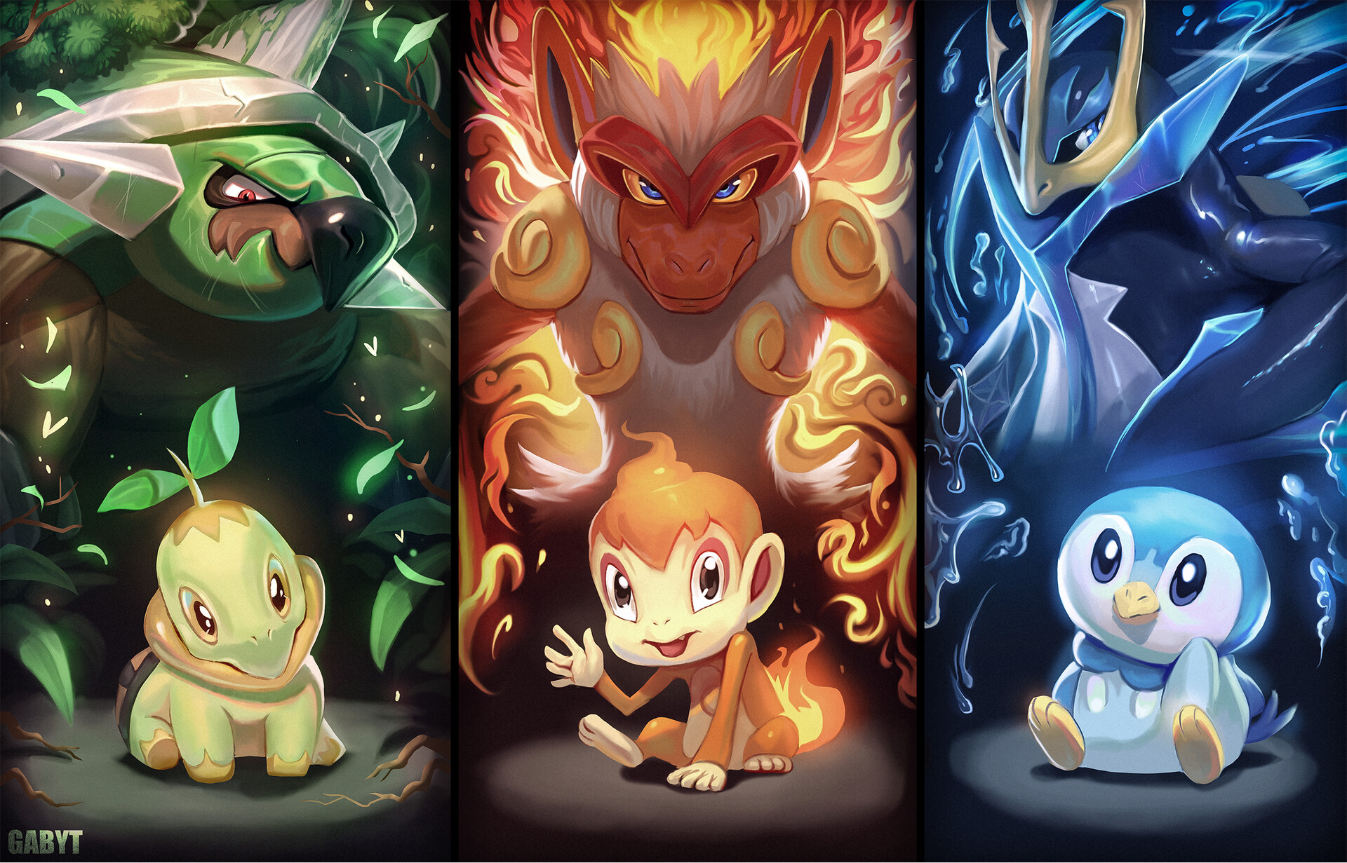 Sinnoh Starters by Gabriele Sousa | Scrolller