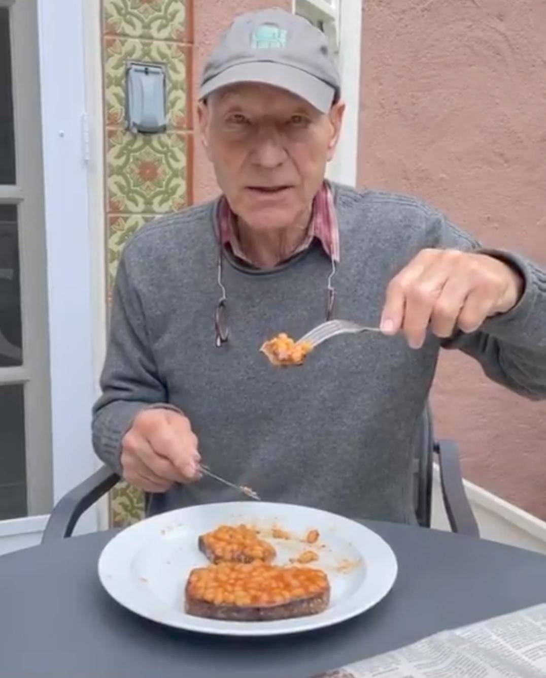 Sir Patrick with his beans on toast | Scrolller