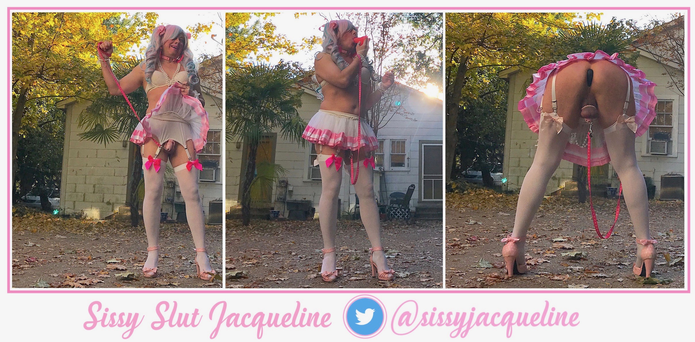 Sissy on Parade...locked and plugged in full view of neighbors! 🎉🔒🎀😍 | Scrolller