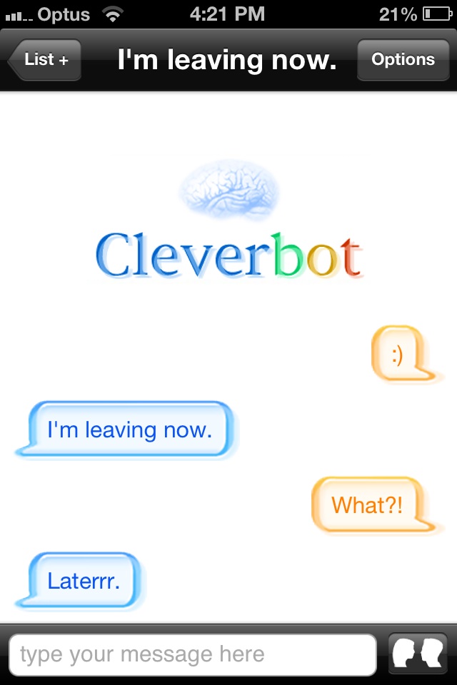 Snubbed by cleverbot. | Scrolller