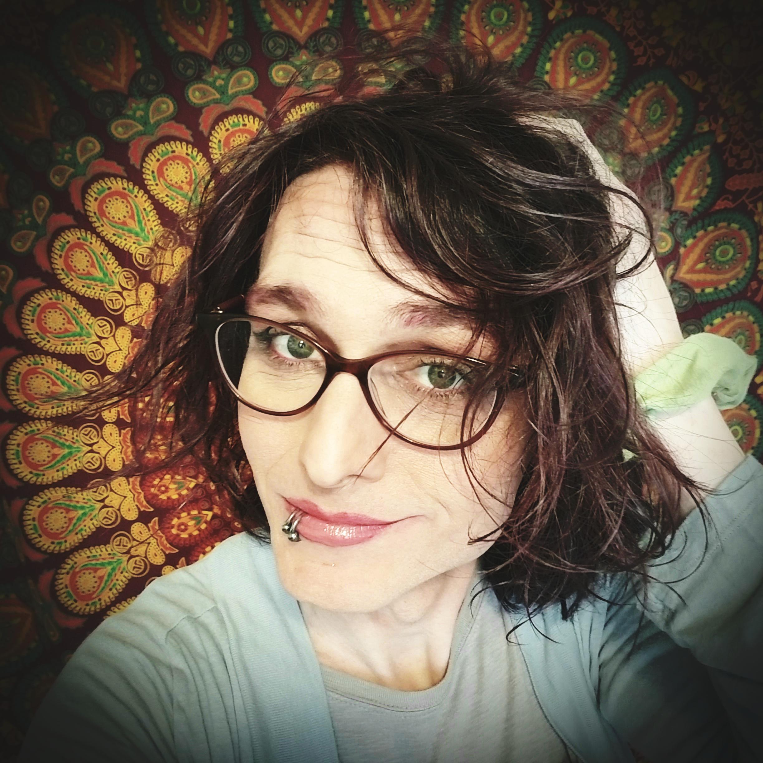 so here are my new spectacles, and I went a little crazy and razor cut more layers into my hair ...