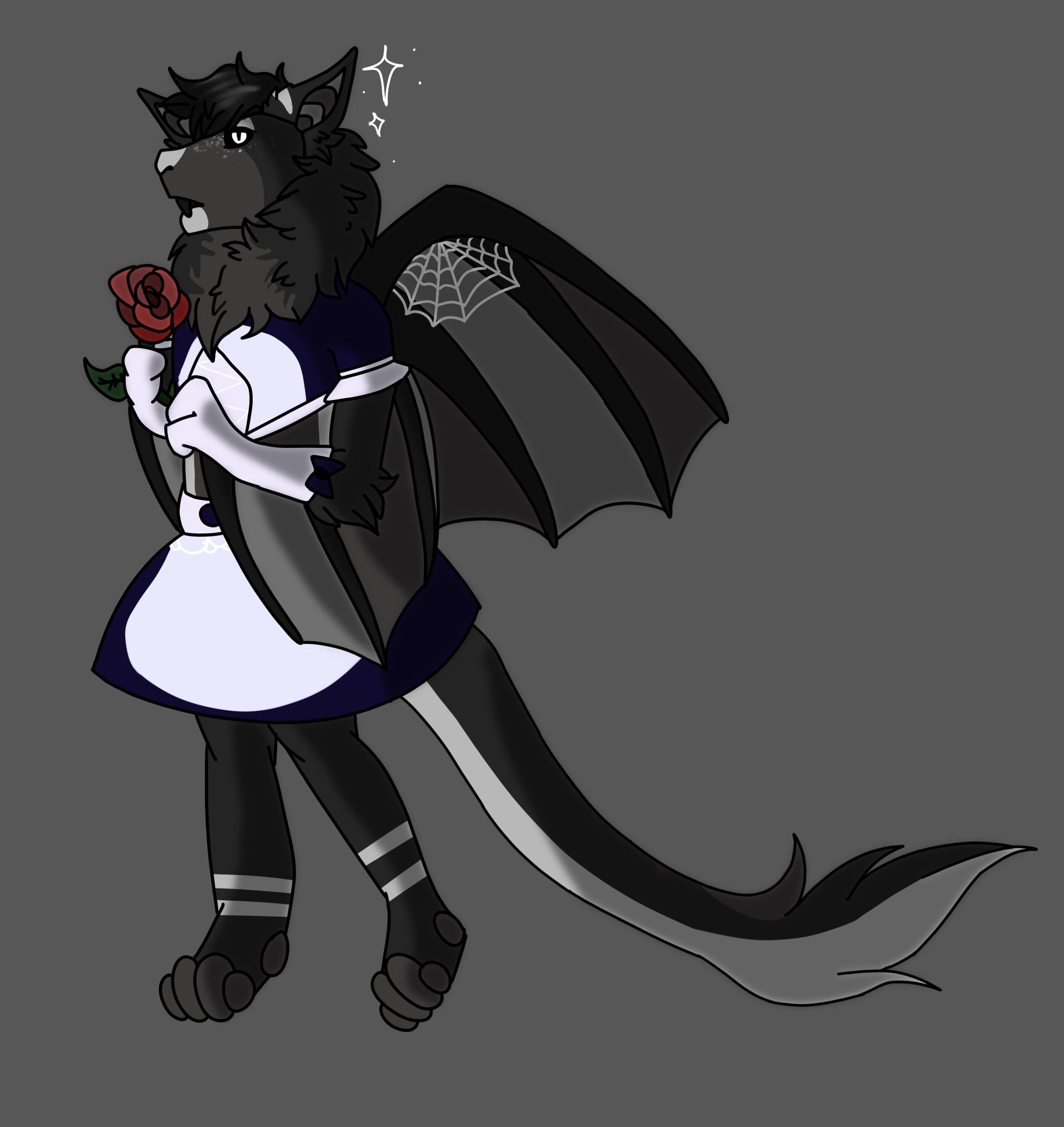 So I drew my bat oc in a maid outfit…. | Scrolller