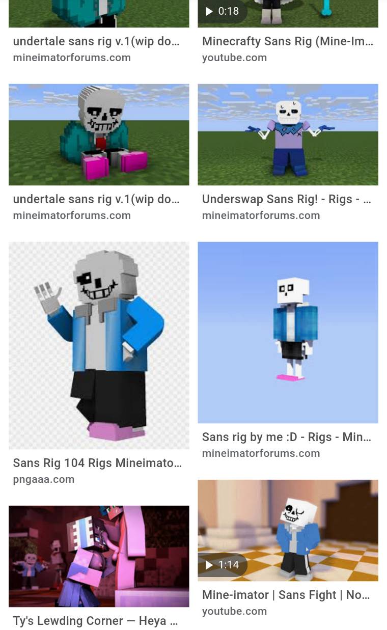 So I was looking up Mine Imator Sans Undertale rigs and... This was NEAR THE TOP BTW. I don't ...