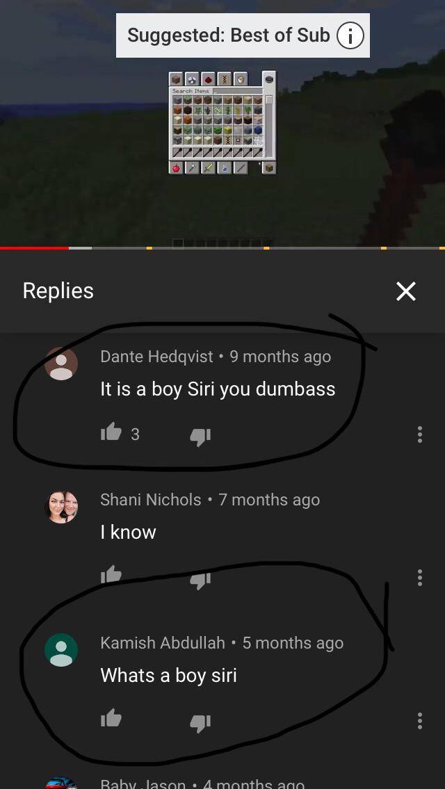 Some Random Minecraft Youtuber sounds like a “Boy Siri”, look at the second reply that is ...
