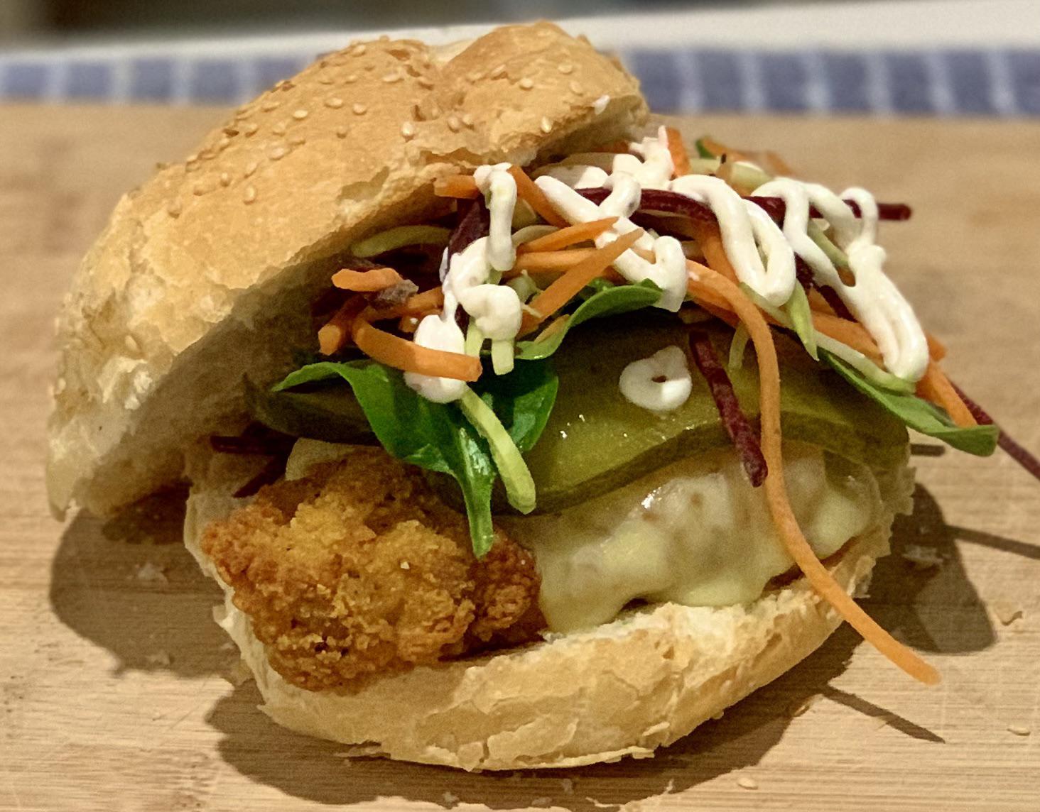 Southern Chicken Burger with Pickle and slaw. | Scrolller