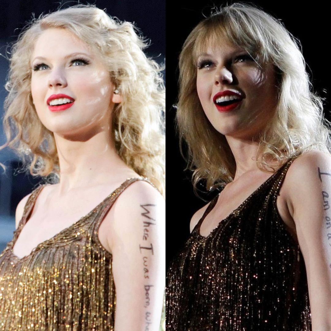 Speak Now Tour. Photos taken one year apart-2011 and 2012. The Red era hair just hits different ...