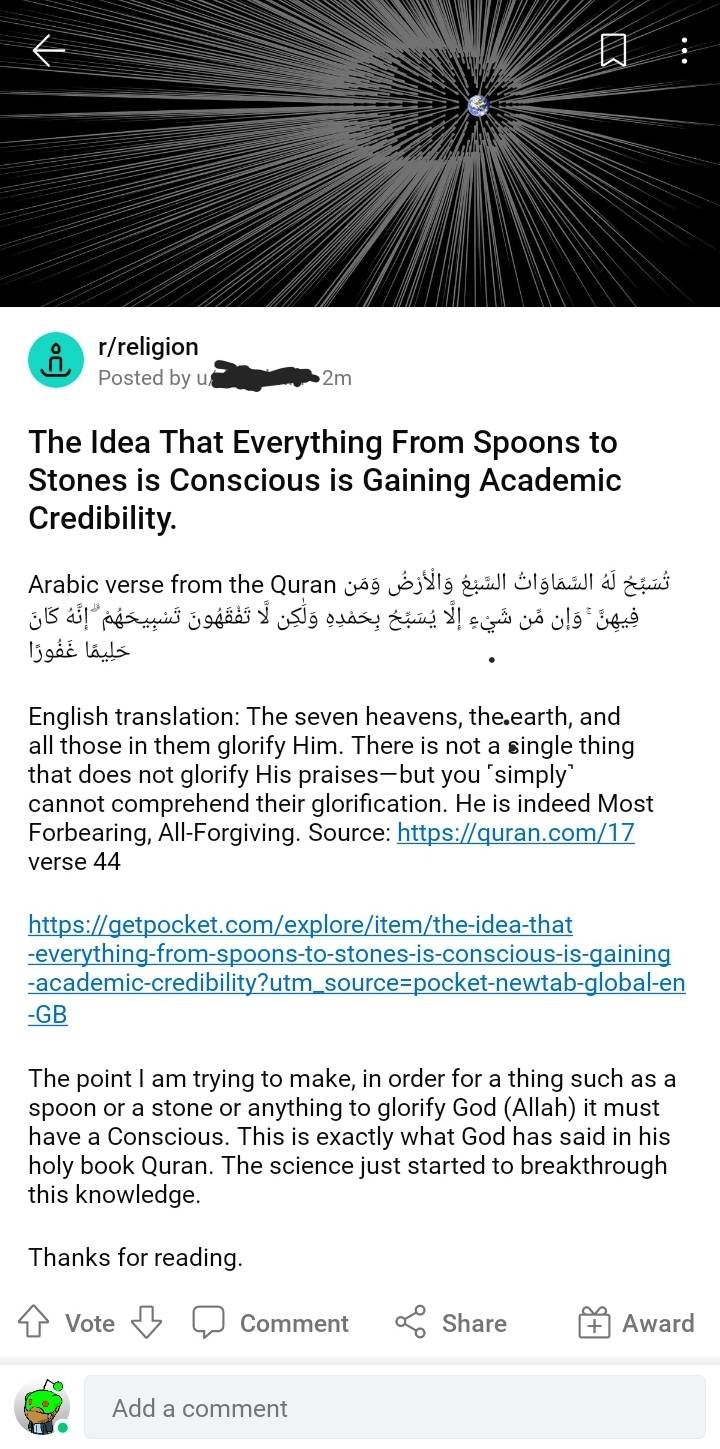 Spoons, stones and inanimate objects have a conscience and apparently they also worship Allah ...