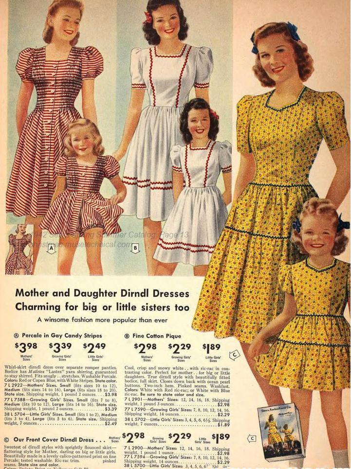Spring & Summer 1942 - Mother and daughter Dirndl dresses | Scrolller