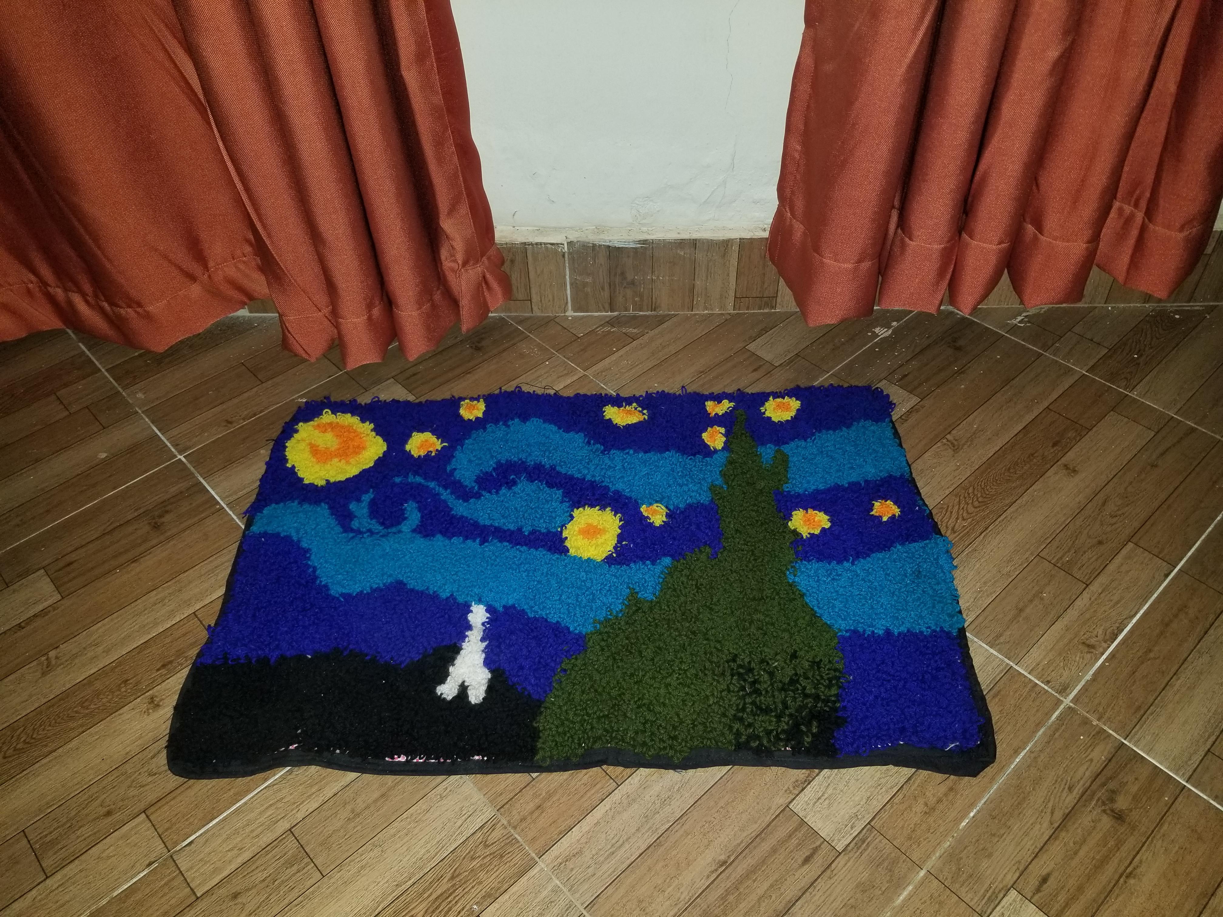 Stary Night door mat. Hand sewn by my friend. | Scrolller