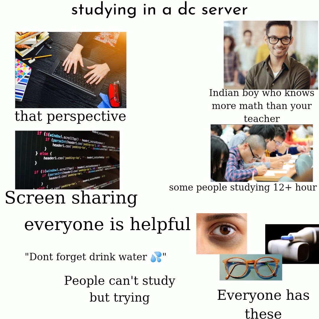 Studying in a discord server starterpack | Scrolller