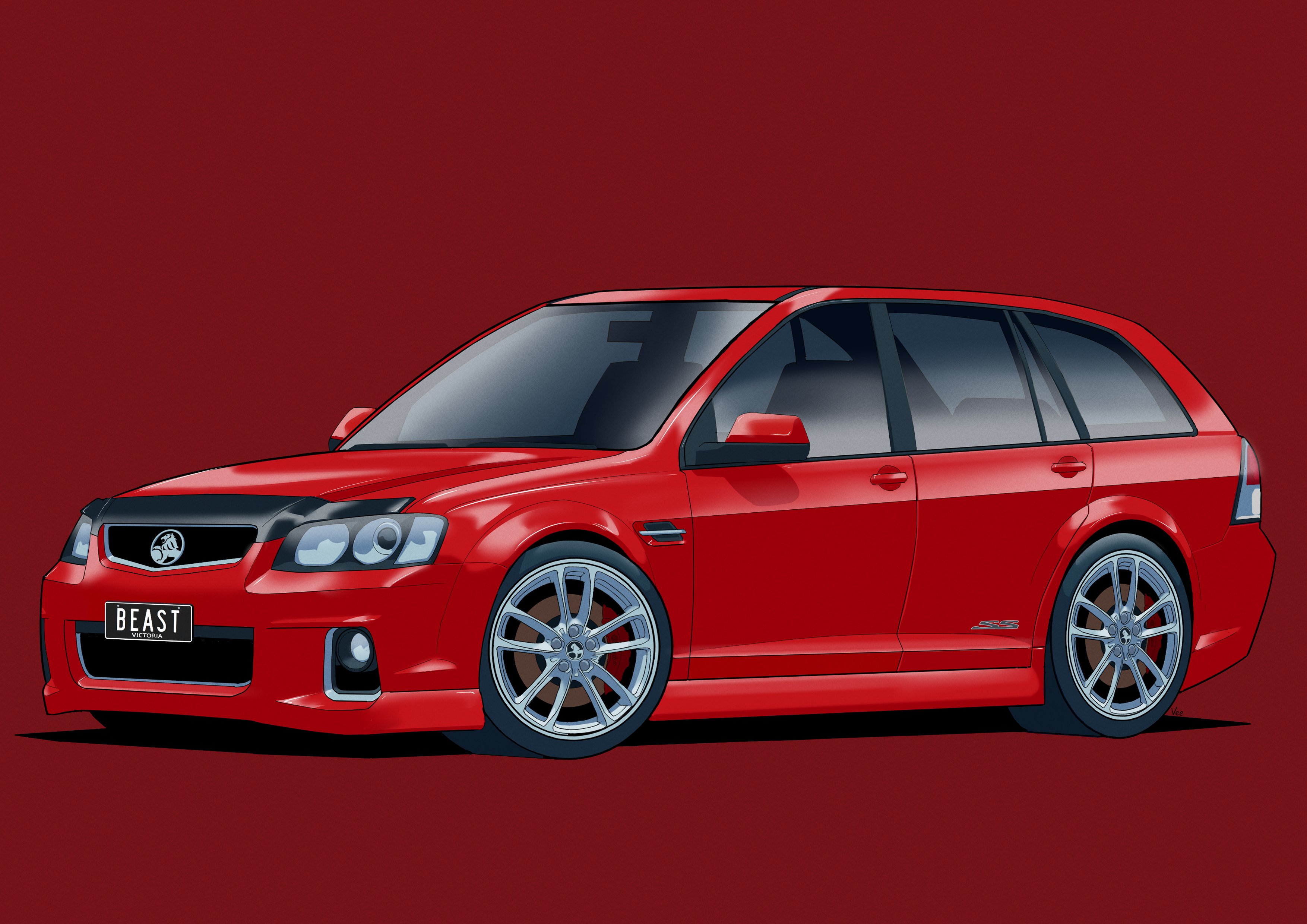 Stylised art commission of my 2012 Holden Commodore SSV Redline | Scrolller
