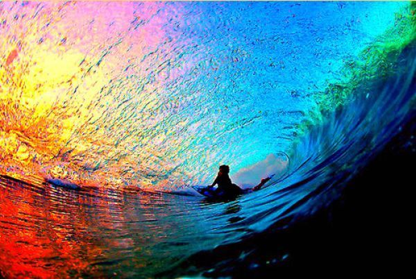 Sunset through a wave | Scrolller