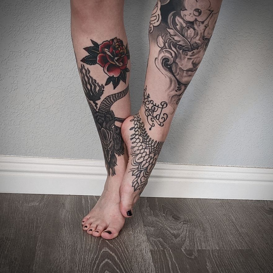 Tattoos, legs, and pretty arches