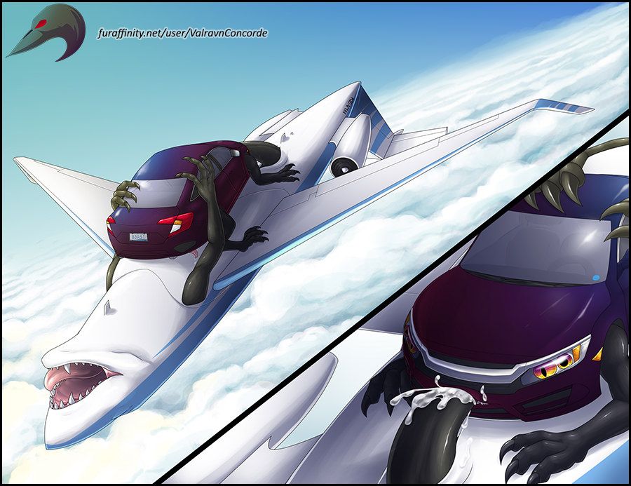 That little Civic gets around, doesn't he? Giving a small jet some oral pleasure in mid-flight ...