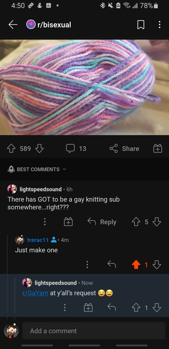 The birth of r/GaYarn at my recommendation. | Scrolller