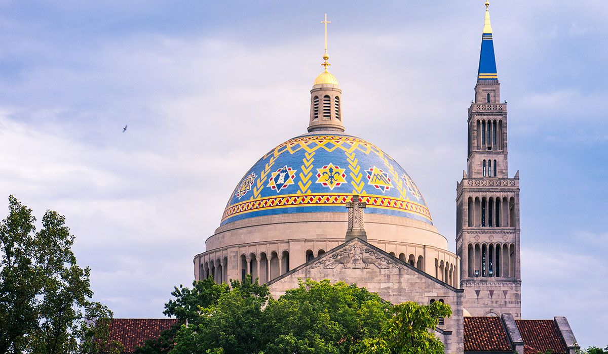 The dome of the Basilica of the National Shrine of the Immaculate Conception, Washington DC ...