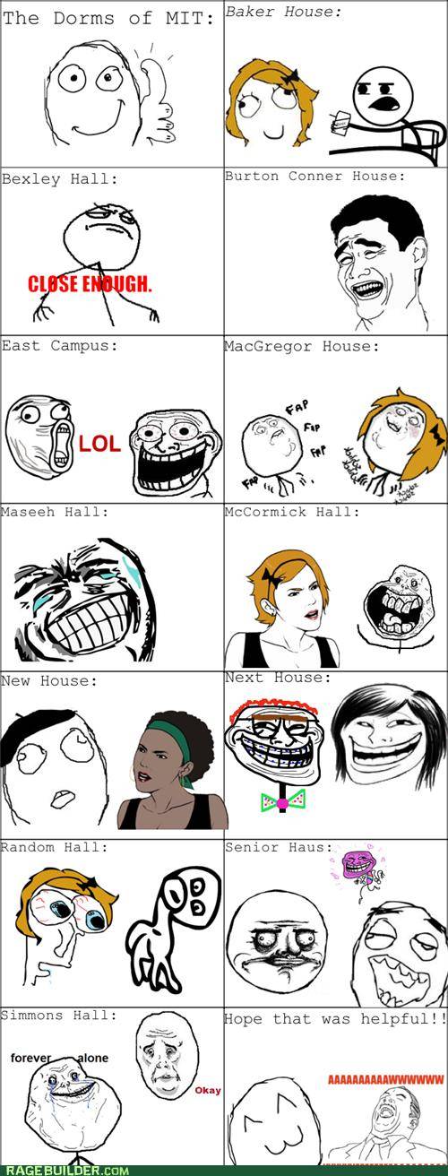 The Dorms of MIT: a rage-comic guide to MIT dorms | Scrolller