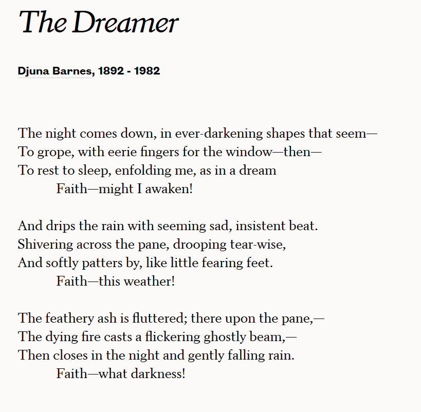 The Dreamer by Djuna Barnes | Scrolller