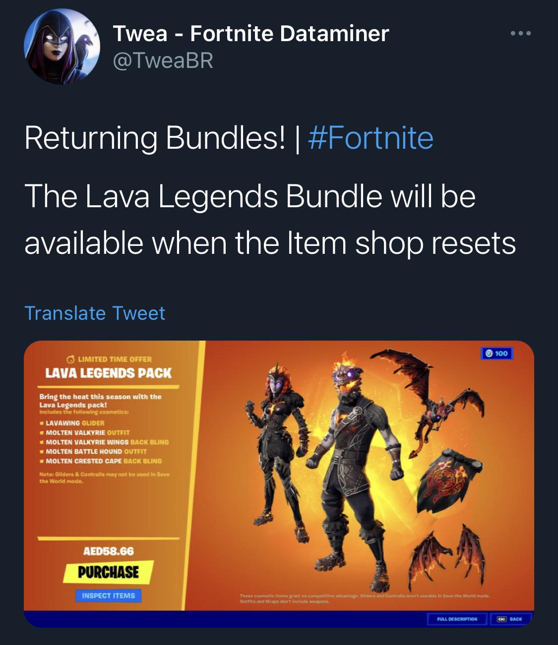The Lava Legends Bundle will be available when the Item shop resets (via @TweaBR) | Scrolller