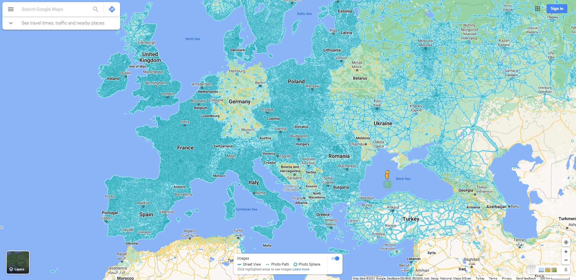 The level of documentation of the territory by Google Maps of Germany compared to the territory ...