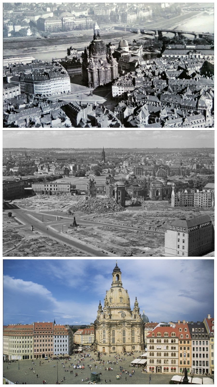 The Neumarkt in Dresden (Germany) before WW2, after WW2 and after reconstruction | Scrolller