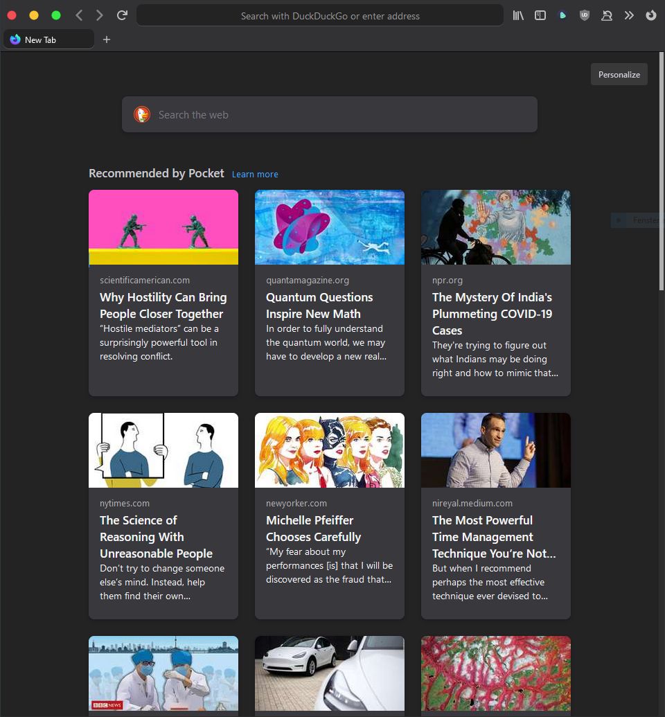 The new Startpage in Nightly looks mega with Firefox ModBlur | Scrolller
