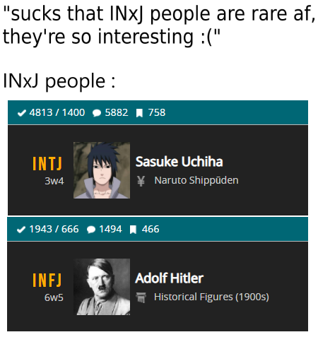 The only "fun" thing about being INTJ is the natural predisposition to be an edgelord | Scrolller