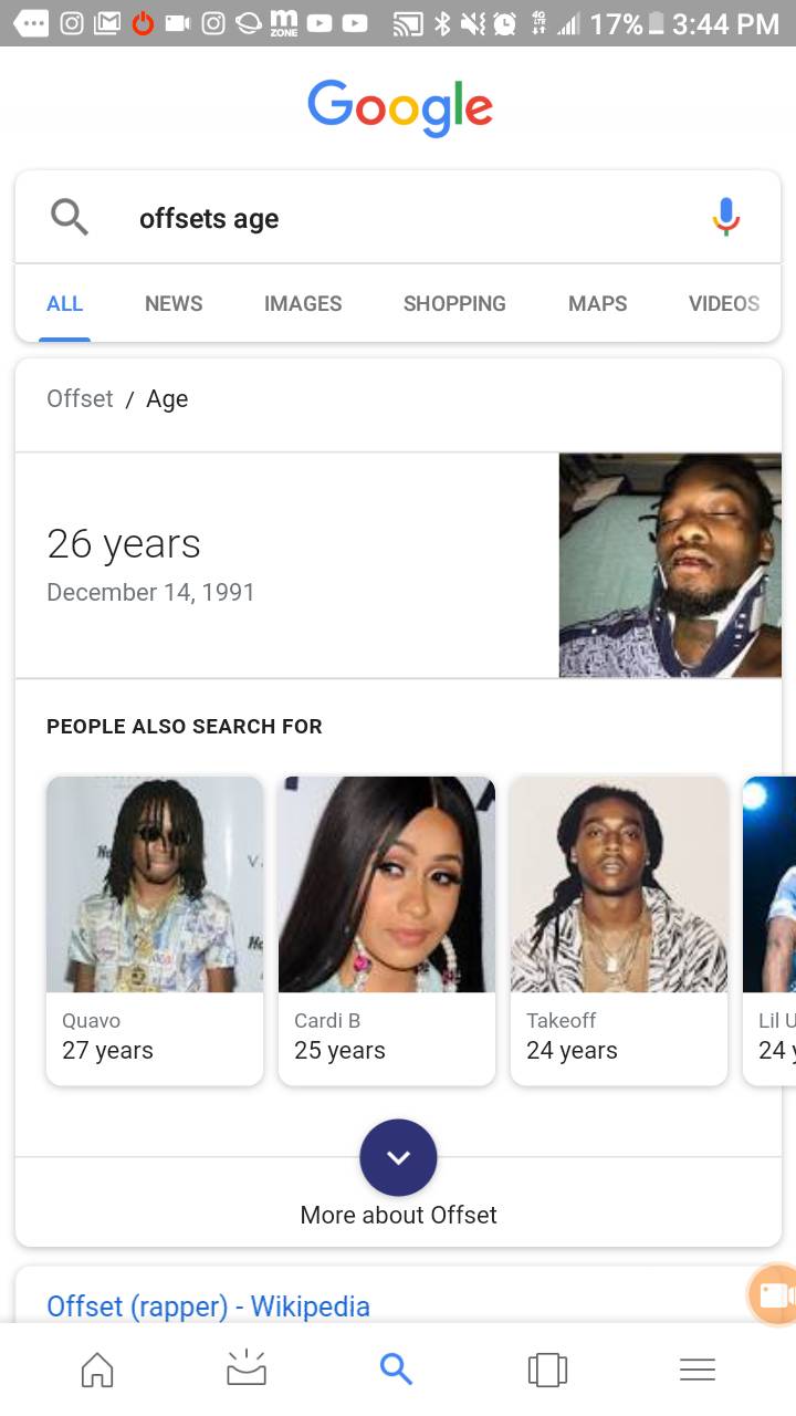 The picture that comes up when you search "Offset's age" | Scrolller