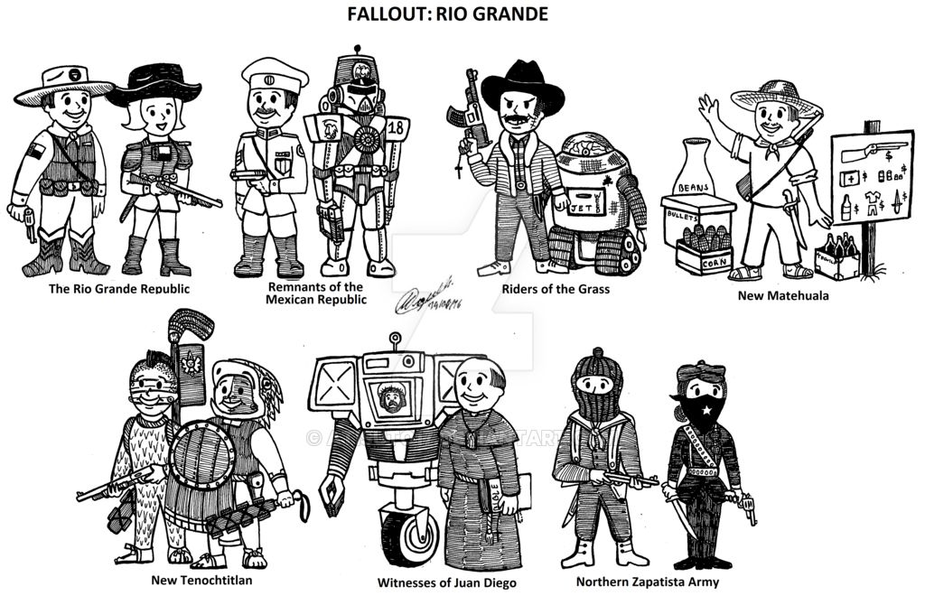 [The-Robur] The factions from Fallout: Rio Grande (an imaginary game set in Post-war México ...