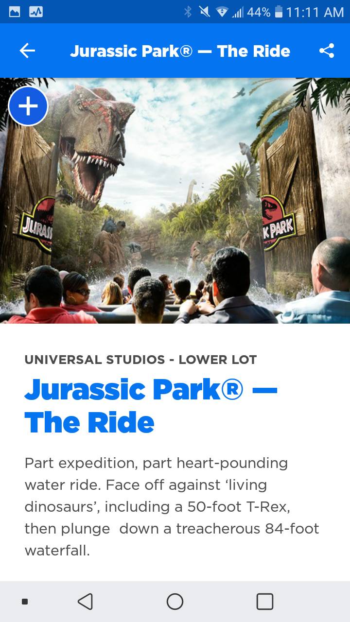 The Universal Studios Hollywood App sometimes still kets me view the Jurassic Park The Ride page ...