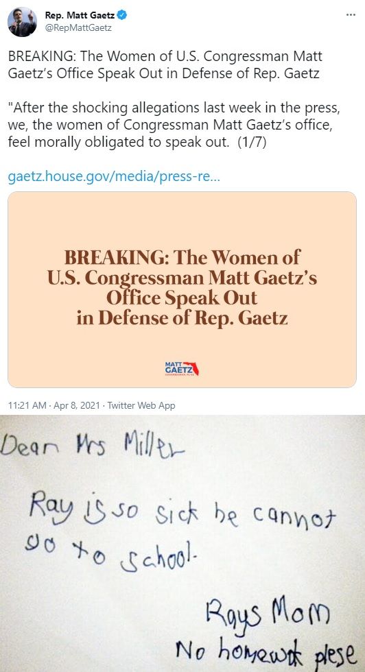 The Women of U.S. Congressman Matt Gaetz’s Office Speak Out in Defense of Rep. Gaetz | Scrolller