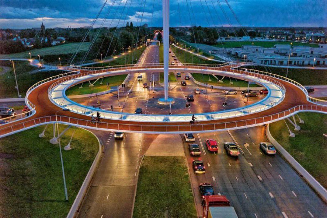 The world's 1st suspended bike path roundabout | Scrolller