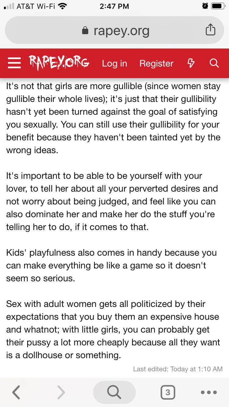 This incel describing all the benefits of raping children | Scrolller