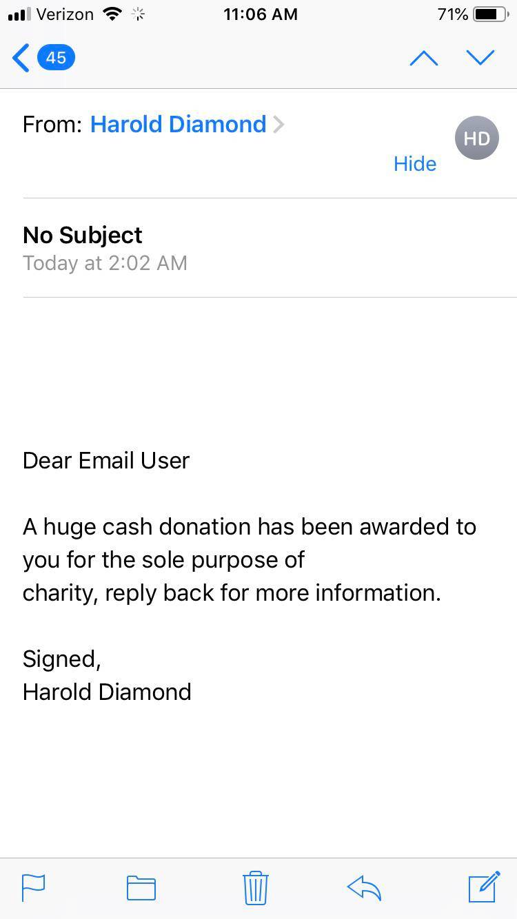 This is by far the laziest phishing email I’ve ever seen. | Scrolller