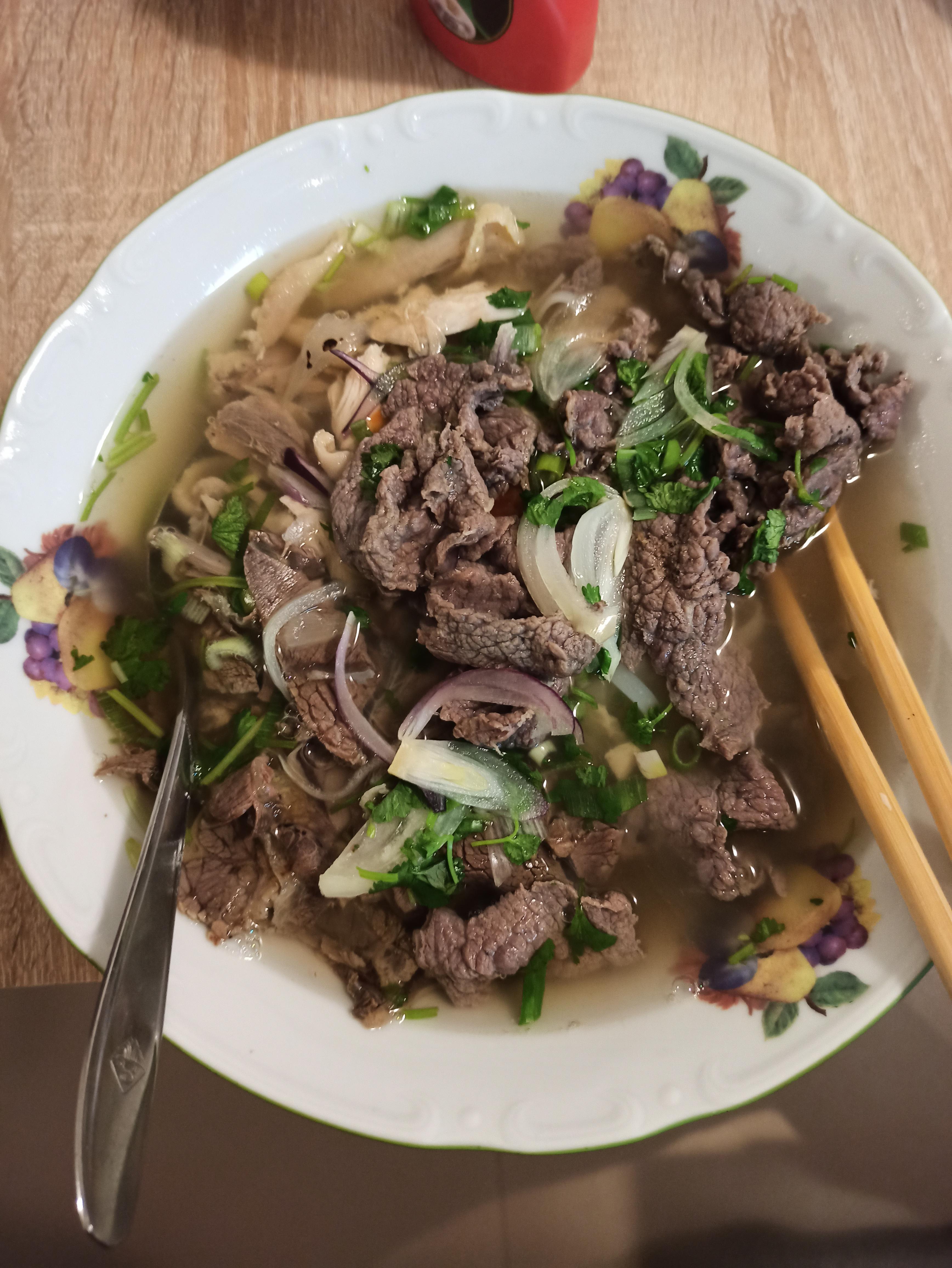 This is my North Vietnamese style pho bo ga, best of both worlds beef and chicken! Yummy | Scrolller