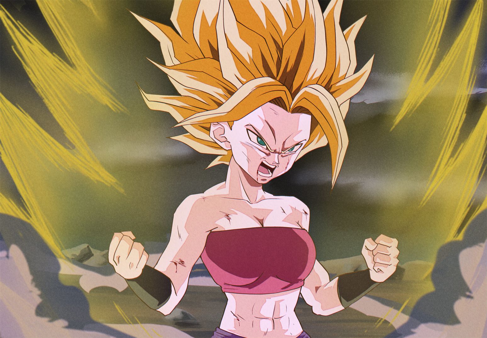 Thought i'd draw Caulifla again in the DBZ style. Give her the roughness characters had in DBZ ...