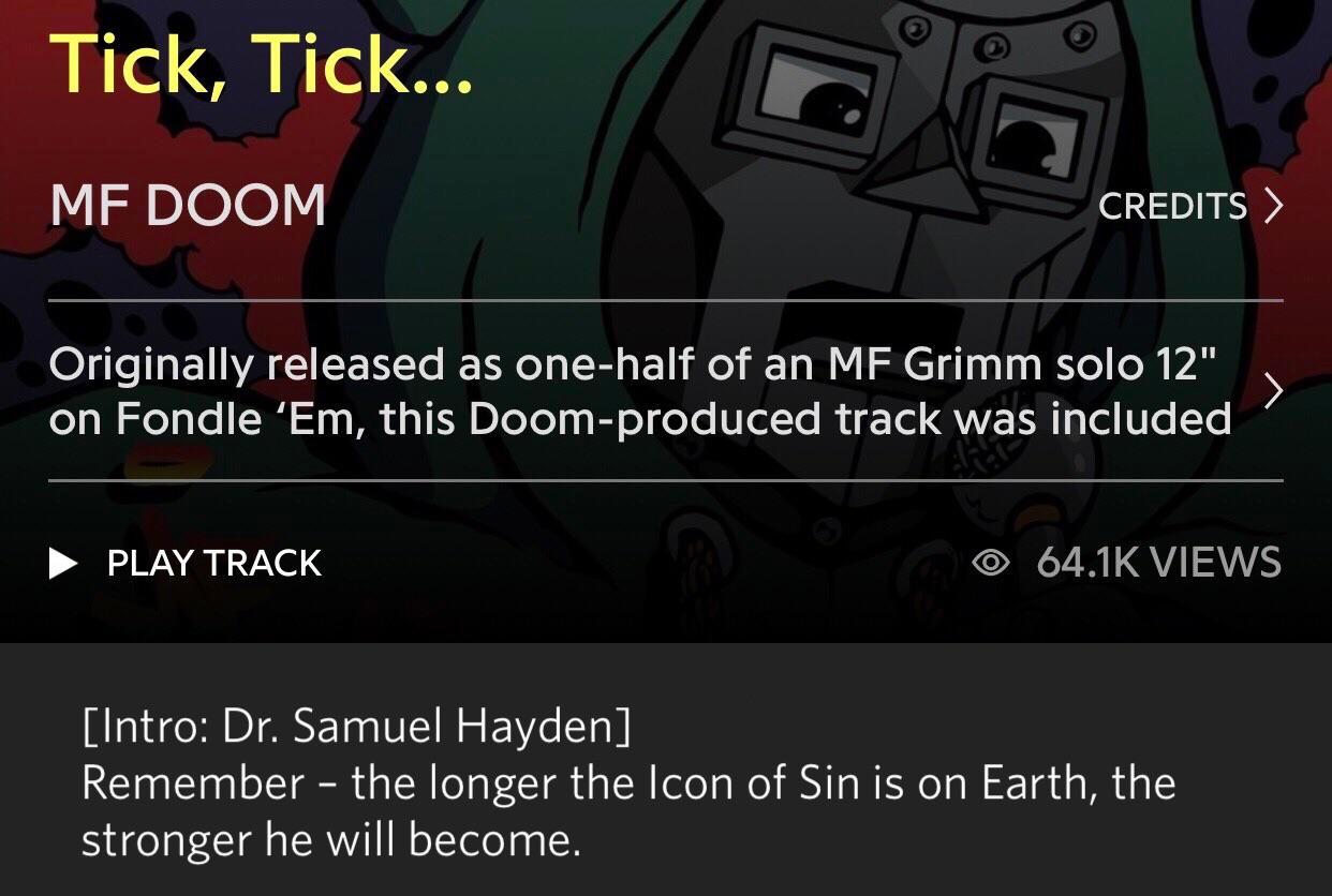 Tick, Tick… – MF DOOM | Scrolller