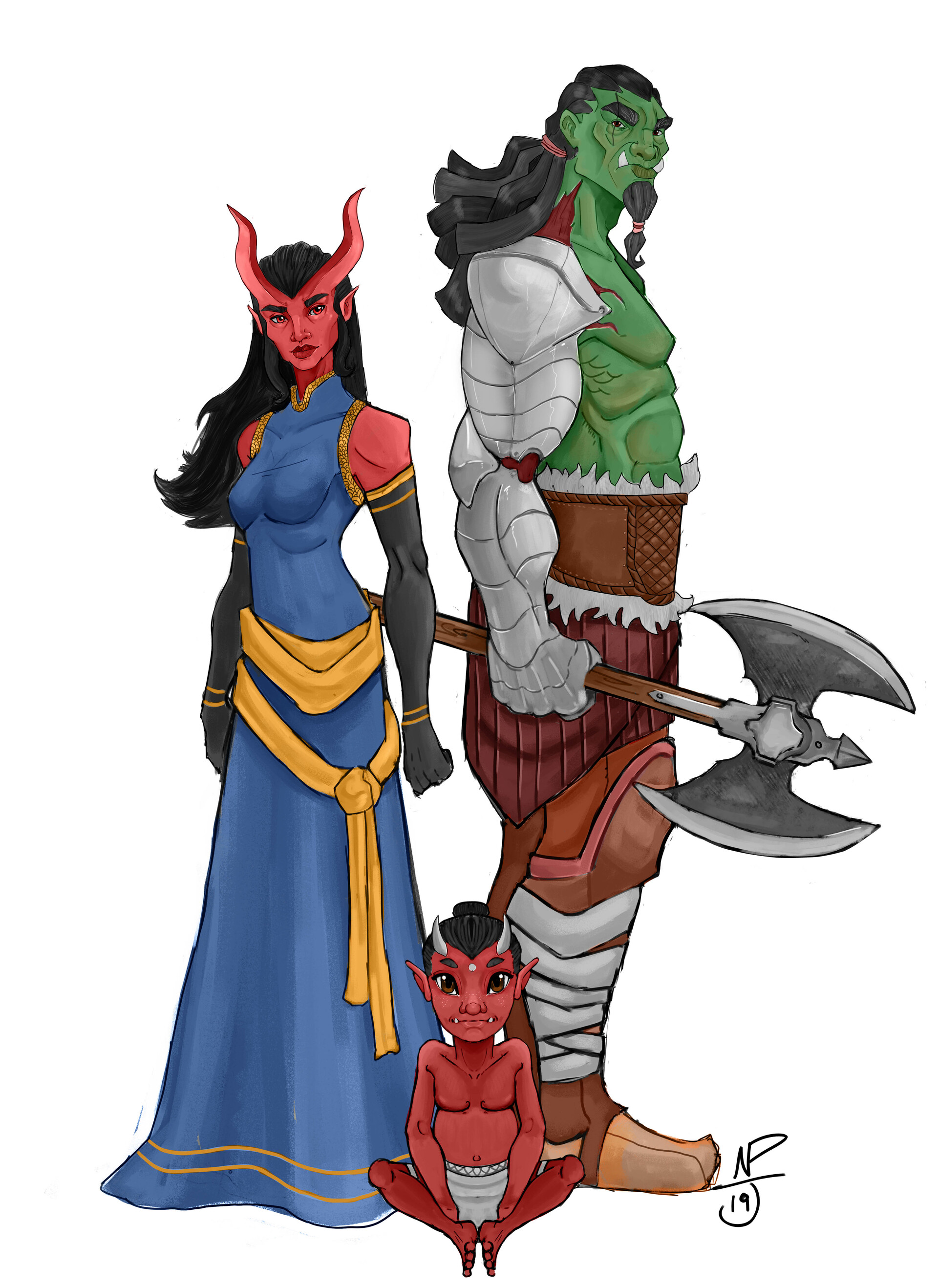 Tiefling and Orc by Nathan Poole | Scrolller
