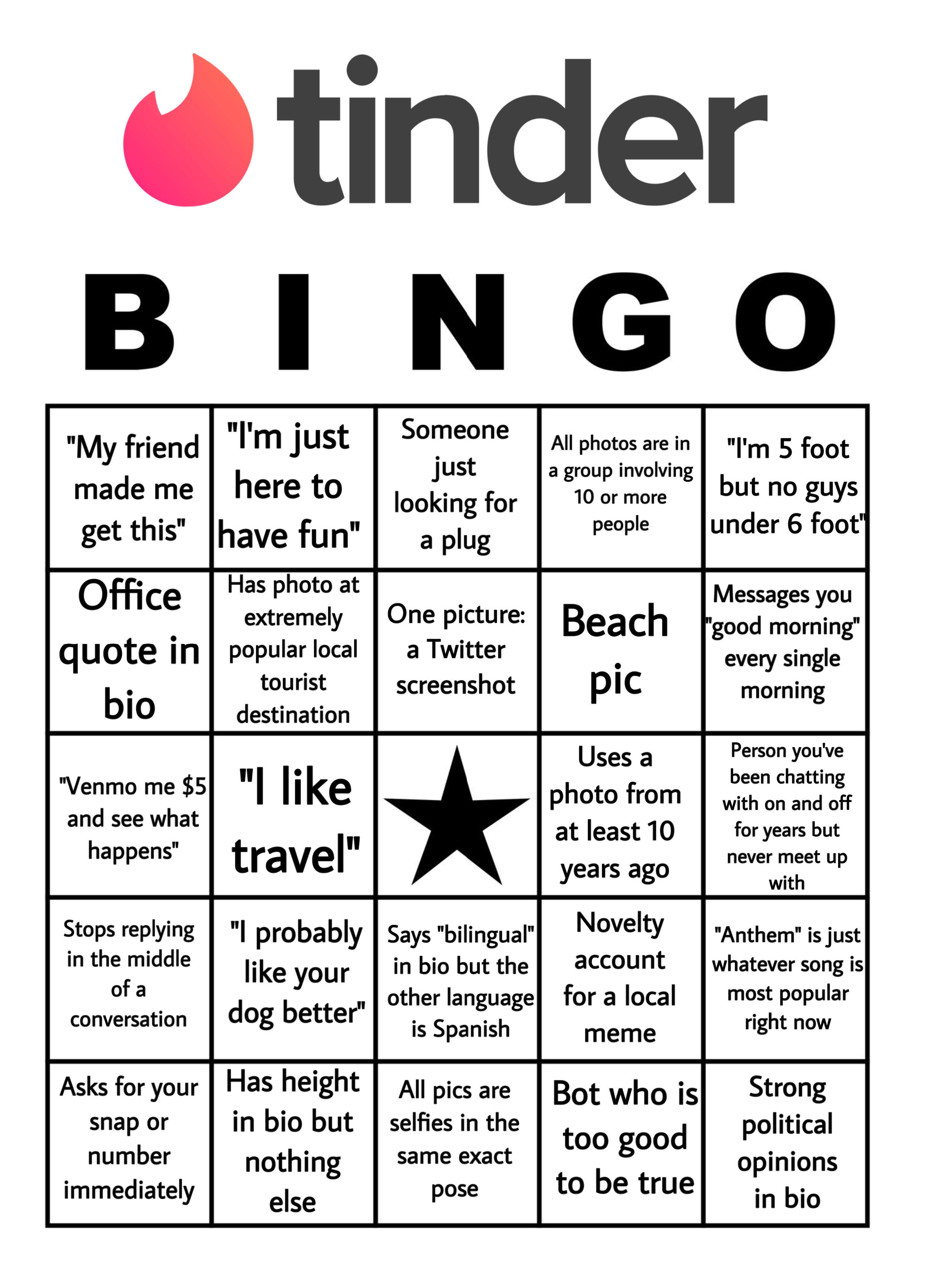 Tinder Bingo | Scrolller