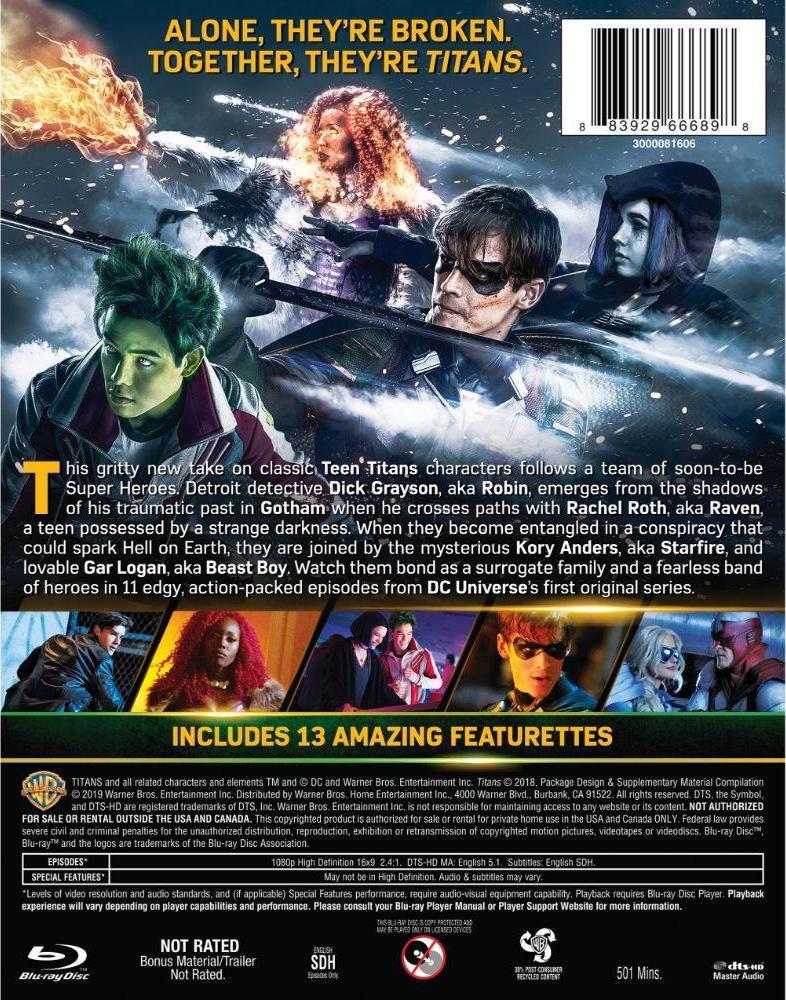 Titans The Complete First Season Bluray back cover | Scrolller