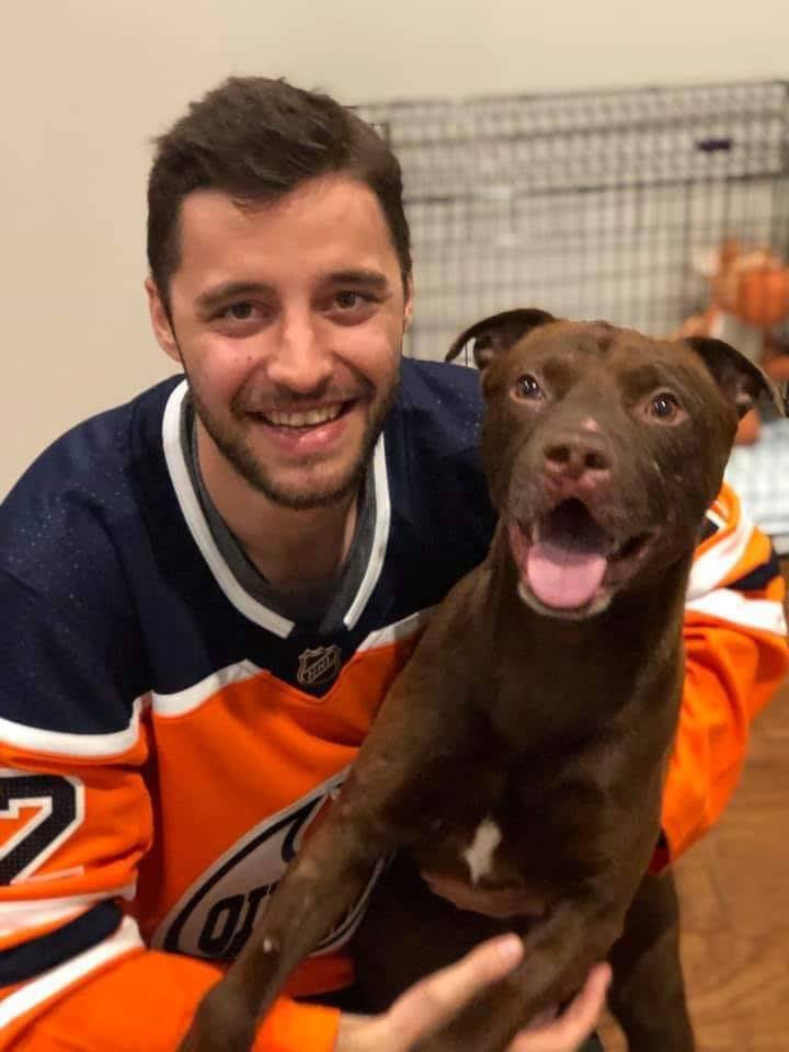Tobias Rieder and his new foster pup, Connor. | Scrolller